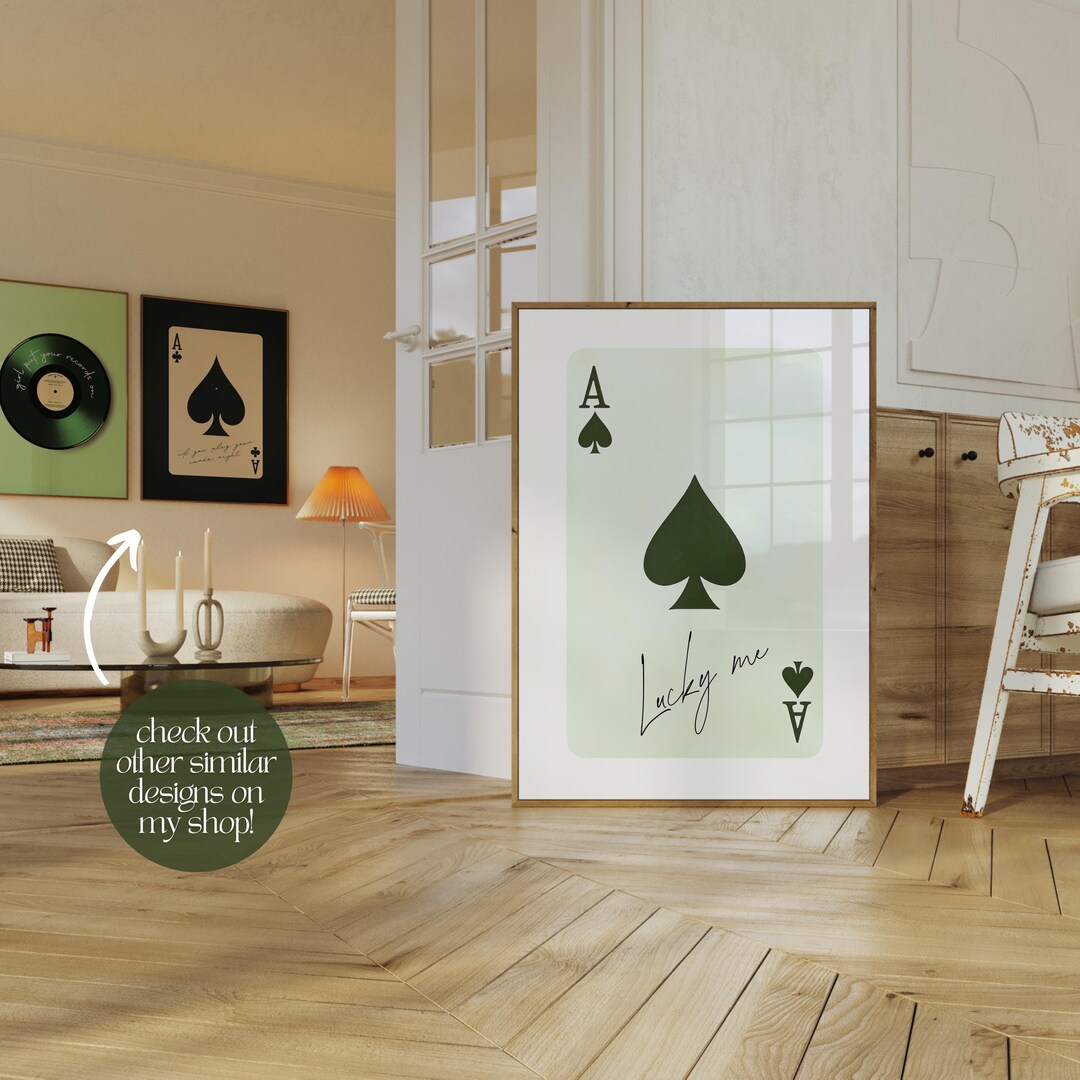 Green Ace of Spades Playing Card Wall Art | Minimalist Modern Decor ...