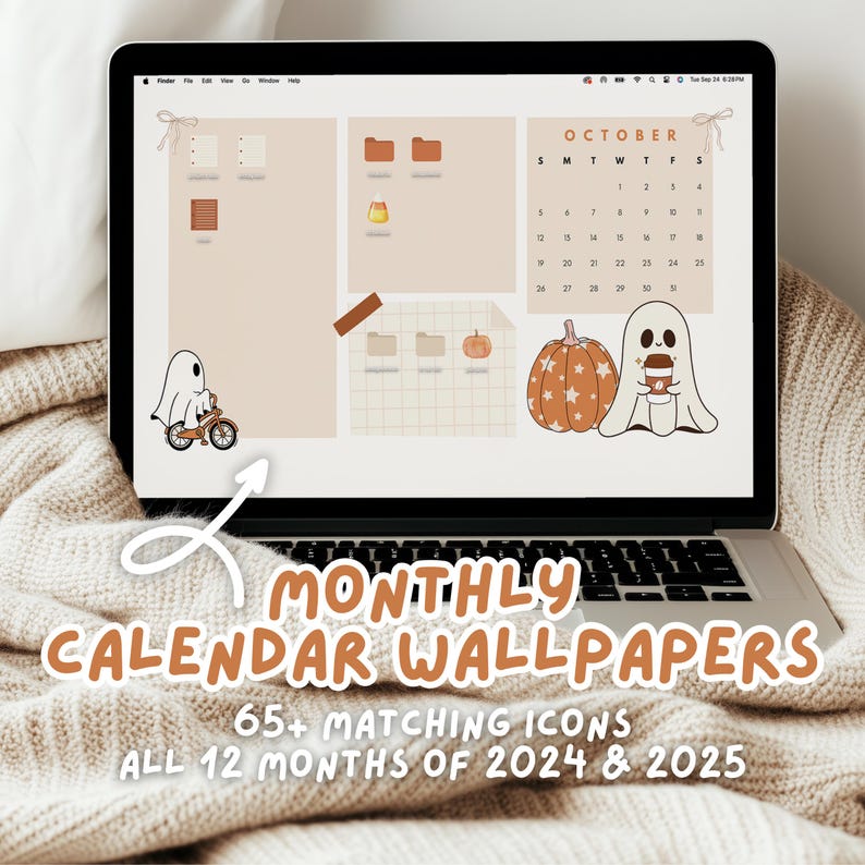 Monthly Desktop Wallpaper Calendar 2024 2025 Computer Organizer Custom ...