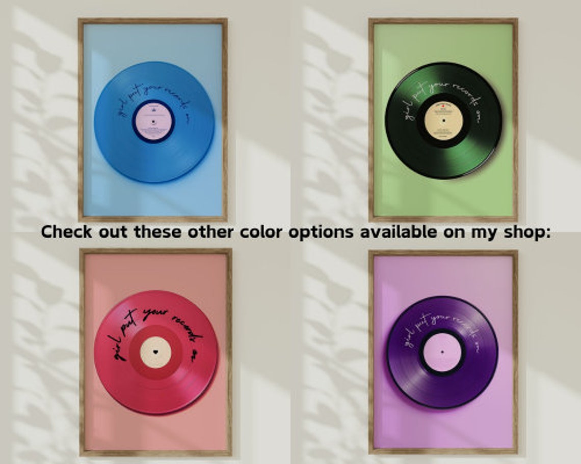 Blue Vinyl Record Wall Art Retro Maximalist Eclectic Decor Printable ...
