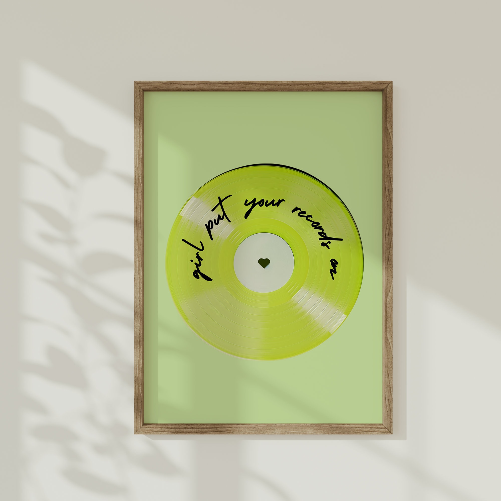 Lime Green Vinyl Record Wall Art Retro Maximalist Eclectic Decor ...
