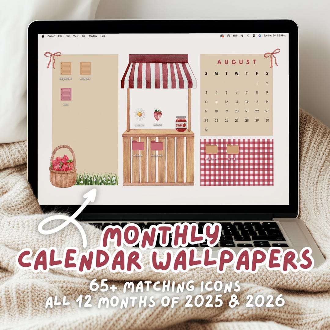 Monthly Desktop Wallpaper Calendar | 2025 & 2026 Computer Organizer ...