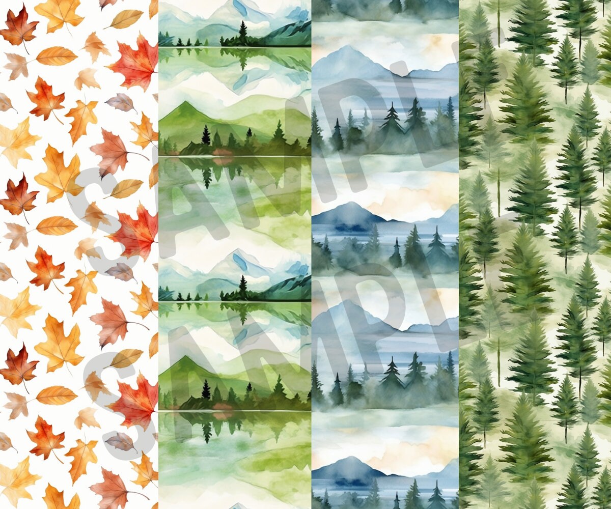 Camping Watercolor Clipart & Seamless Backgrounds Fishing Trip, Tent ...