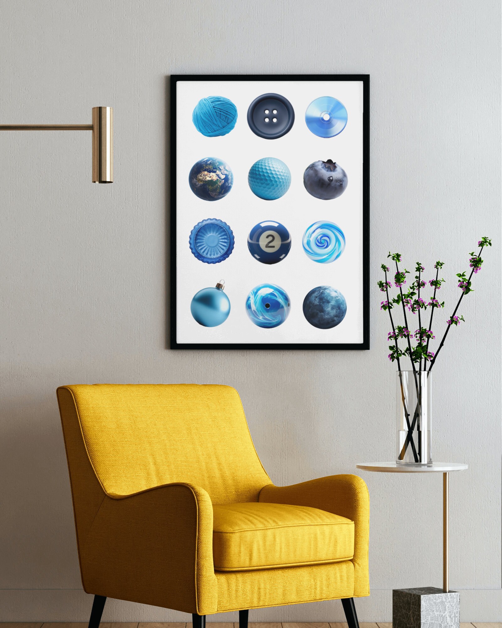Blue Circular Objects Wall Art Maximalist Eclectic Decor - Etsy