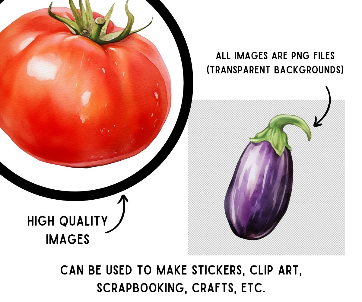 Watercolor Vegetables Stickers & Clipart | Digital Download - Etsy