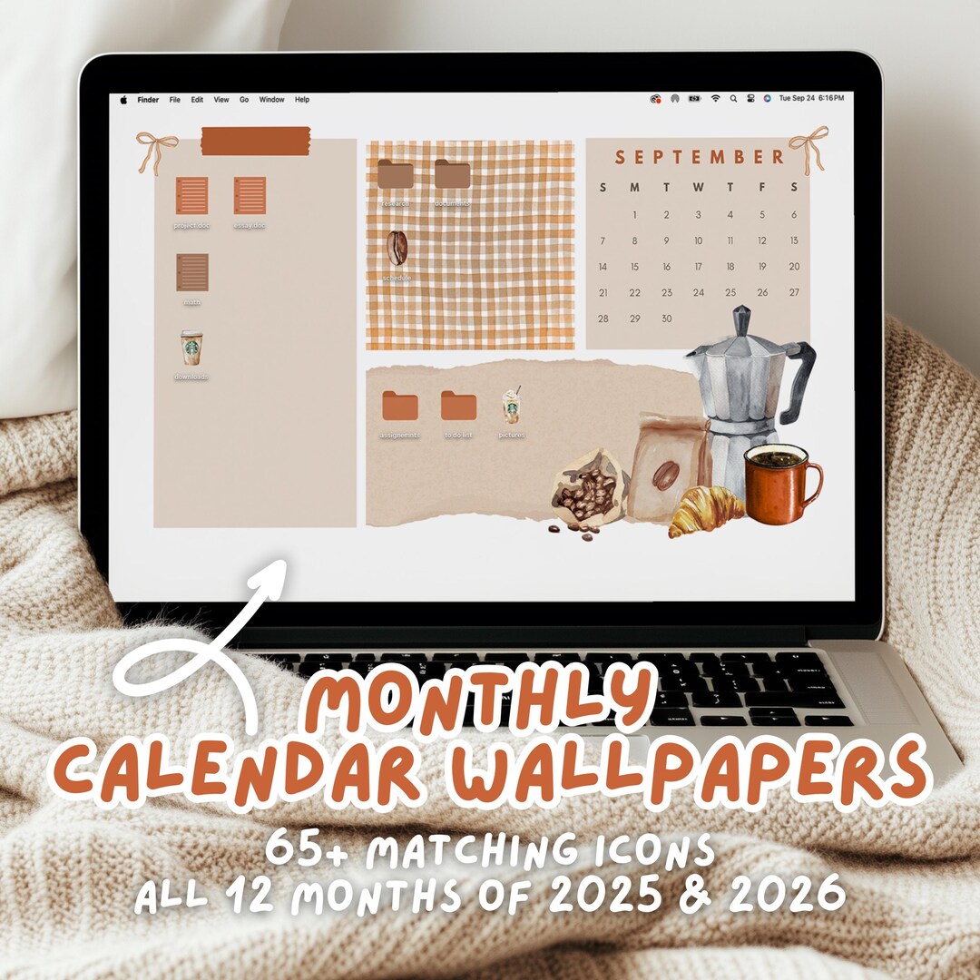 Monthly Desktop Wallpaper Calendar | 2025 & 2026 Computer Organizer ...