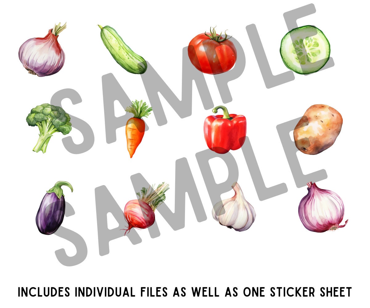 Watercolor Vegetables Stickers & Clipart | Digital Download - Etsy