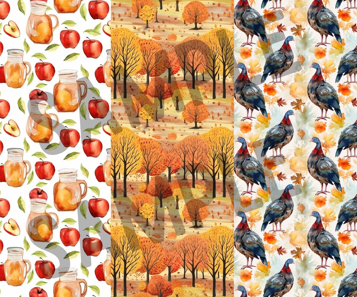 Thanksgiving Clipart & Seamless Patterns Autumn, Turkey, Pie, Pumpkins ...