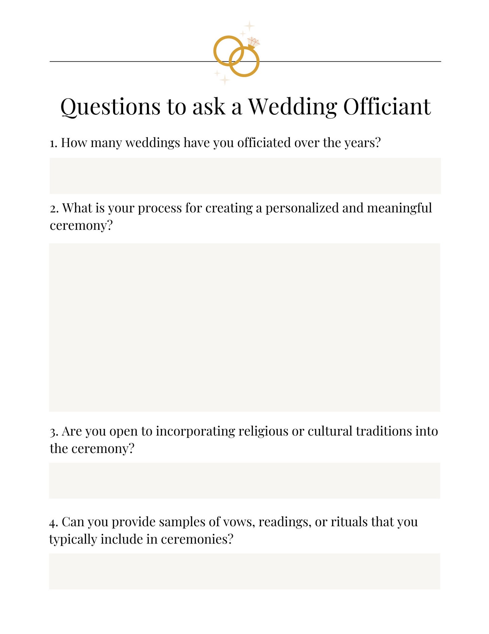 Printable Wedding Binder: 20 Plus Questions for Wedding Officiants ...