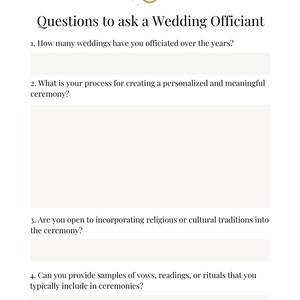 Printable Wedding Binder: 20 Plus Questions for Wedding Officiants ...