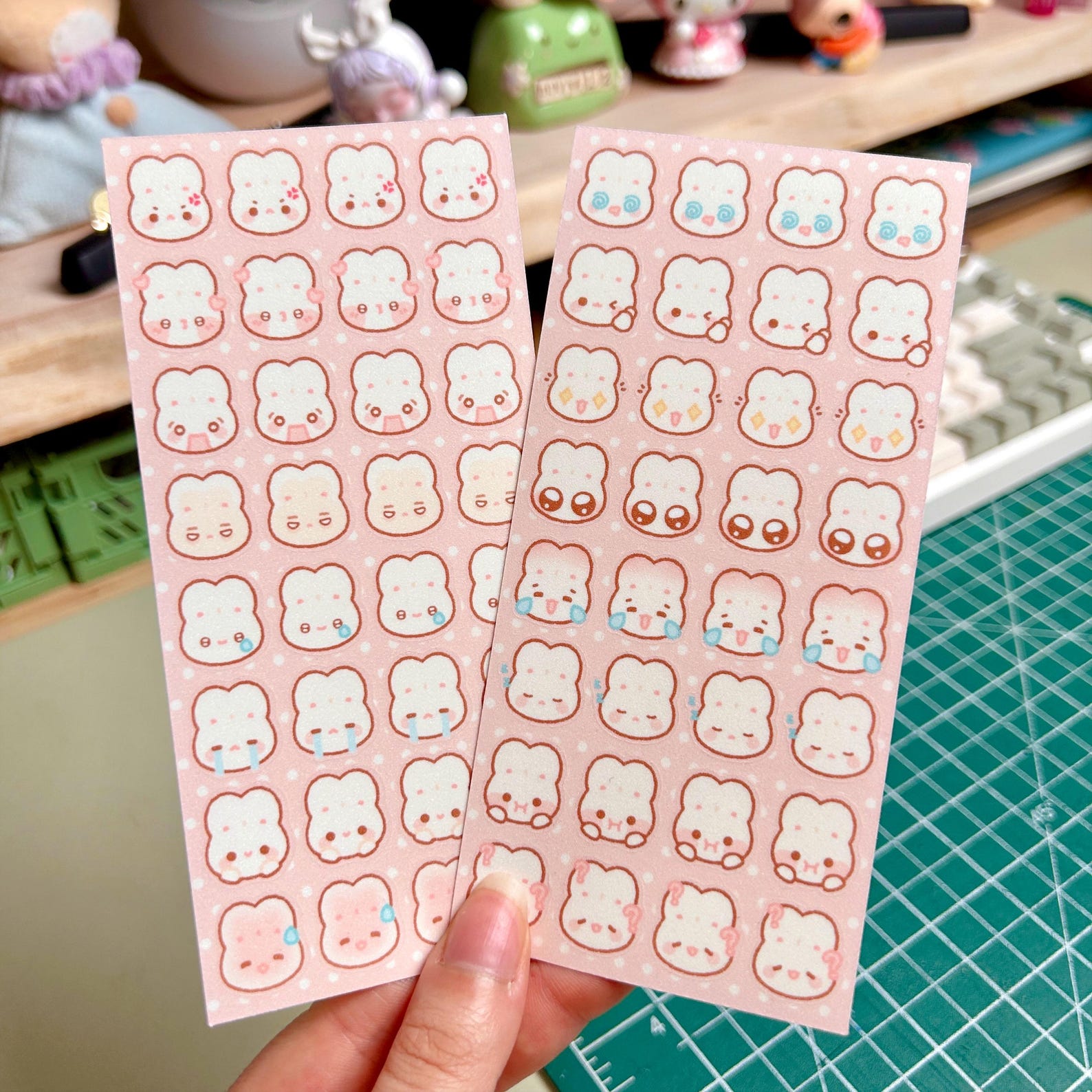 Bun Emoticons Sticker Sheet | Kawaii Waterproof Glitter Matte Vinyl - Etsy