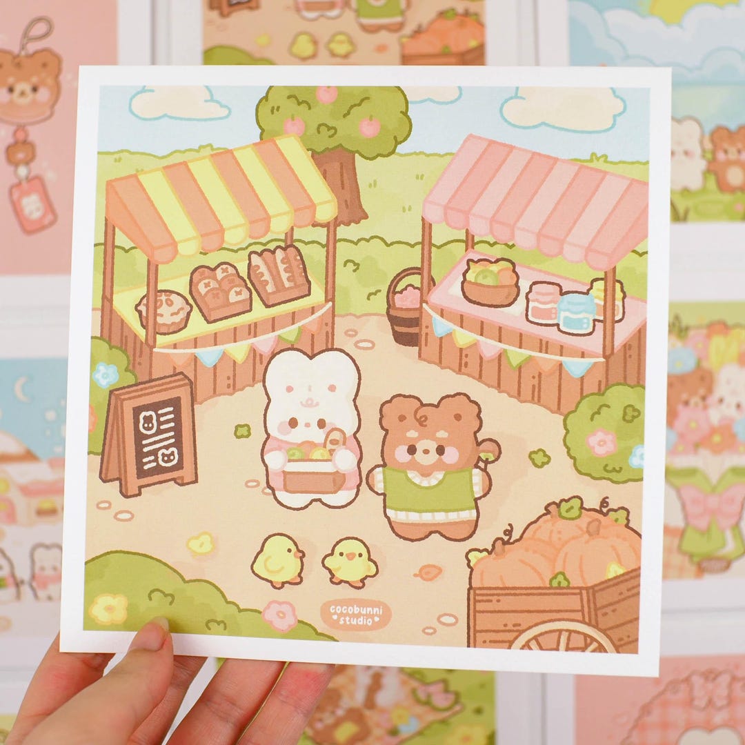 Farmer's Market Art Print Cute Art Print Kawaii Art Print Wall Art ...