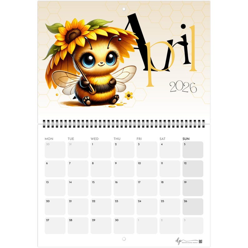 Cute Honey Bees 2026 Wall Calendar - A4 Monthly Planner - Etsy