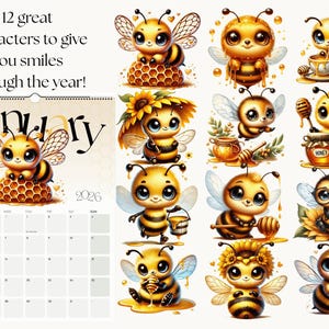 Honey Bees 2026 Wall Calendar - Illustrated A4/A3 Planner - Etsy