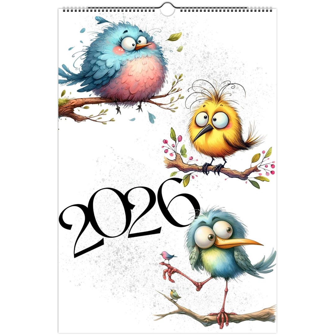 2026 Quirky Bird Wall Calendar: Illustrated Monthly Planner - Etsy