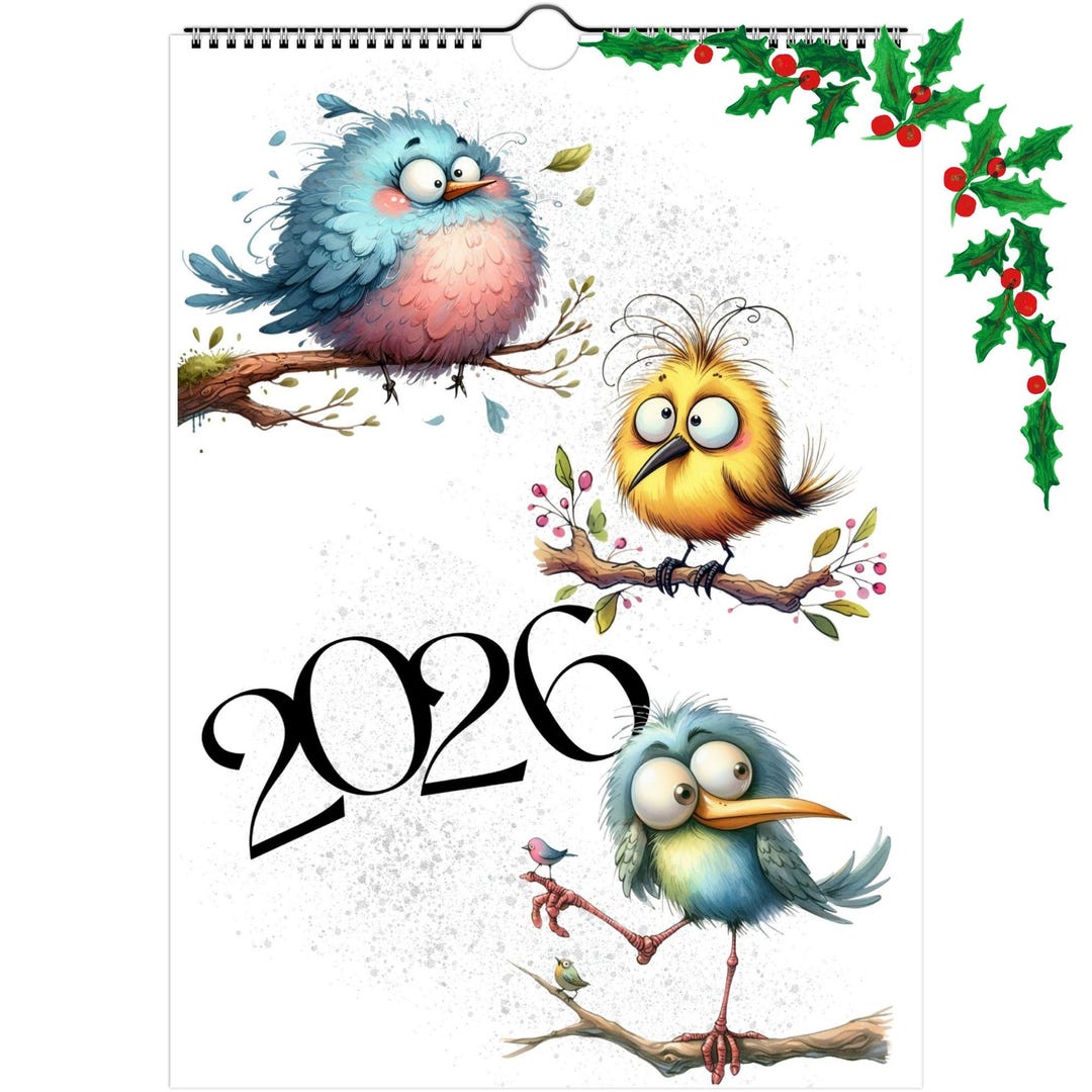 2026 Quirky Bird Wall Calendar: Illustrated Monthly Planner - Etsy