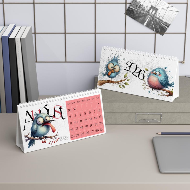 Funny Bird 2026 Desk Calendar : Quirky Monthly Planner, Office Decor ...