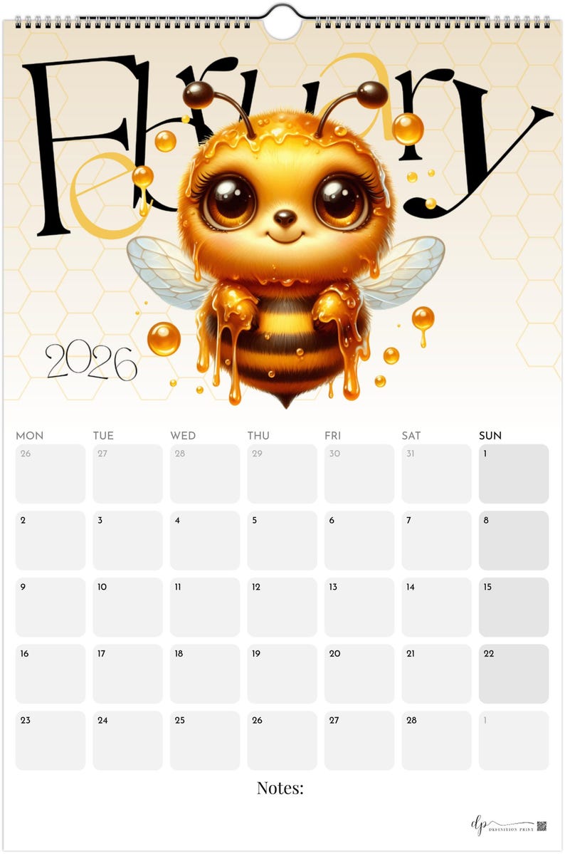 Honey Bees 2026 Wall Calendar - Illustrated A4/A3 Planner - Etsy UK