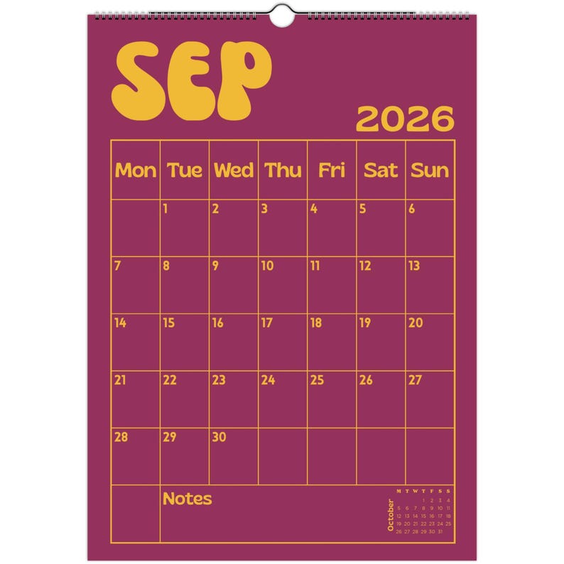 2026 Retro Wall Calendar, Large Monthly Planner, Family Organizer - Etsy