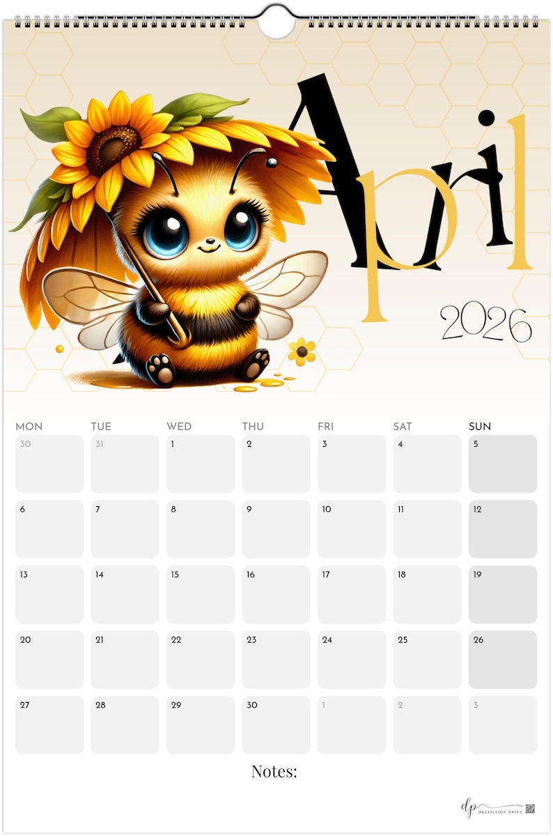 Honey Bees 2026 Wall Calendar - Illustrated A4/A3 Planner - Etsy Australia