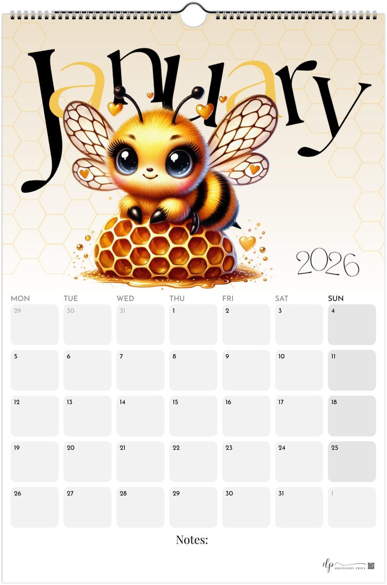 Honey Bees 2026 Wall Calendar - Illustrated A4/A3 Planner - Etsy Australia