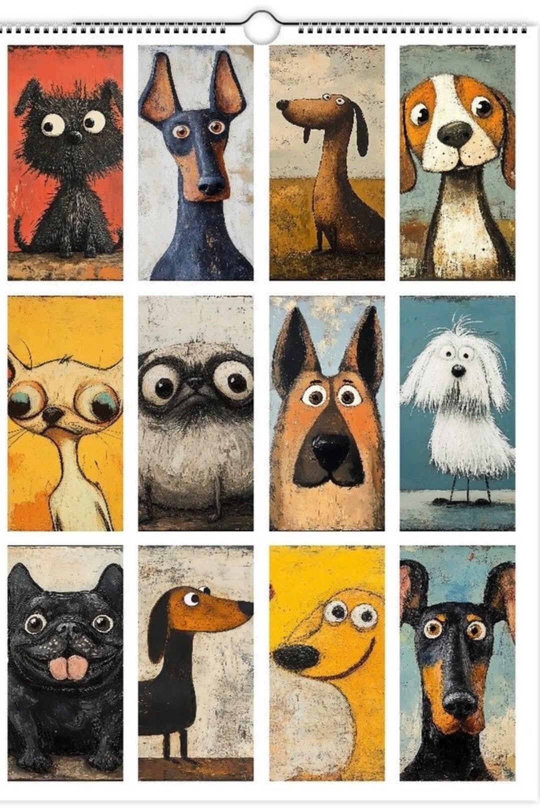 2025 Calendar Quirky Dog Wall Calendar Sunday or Monday Start Planner ...
