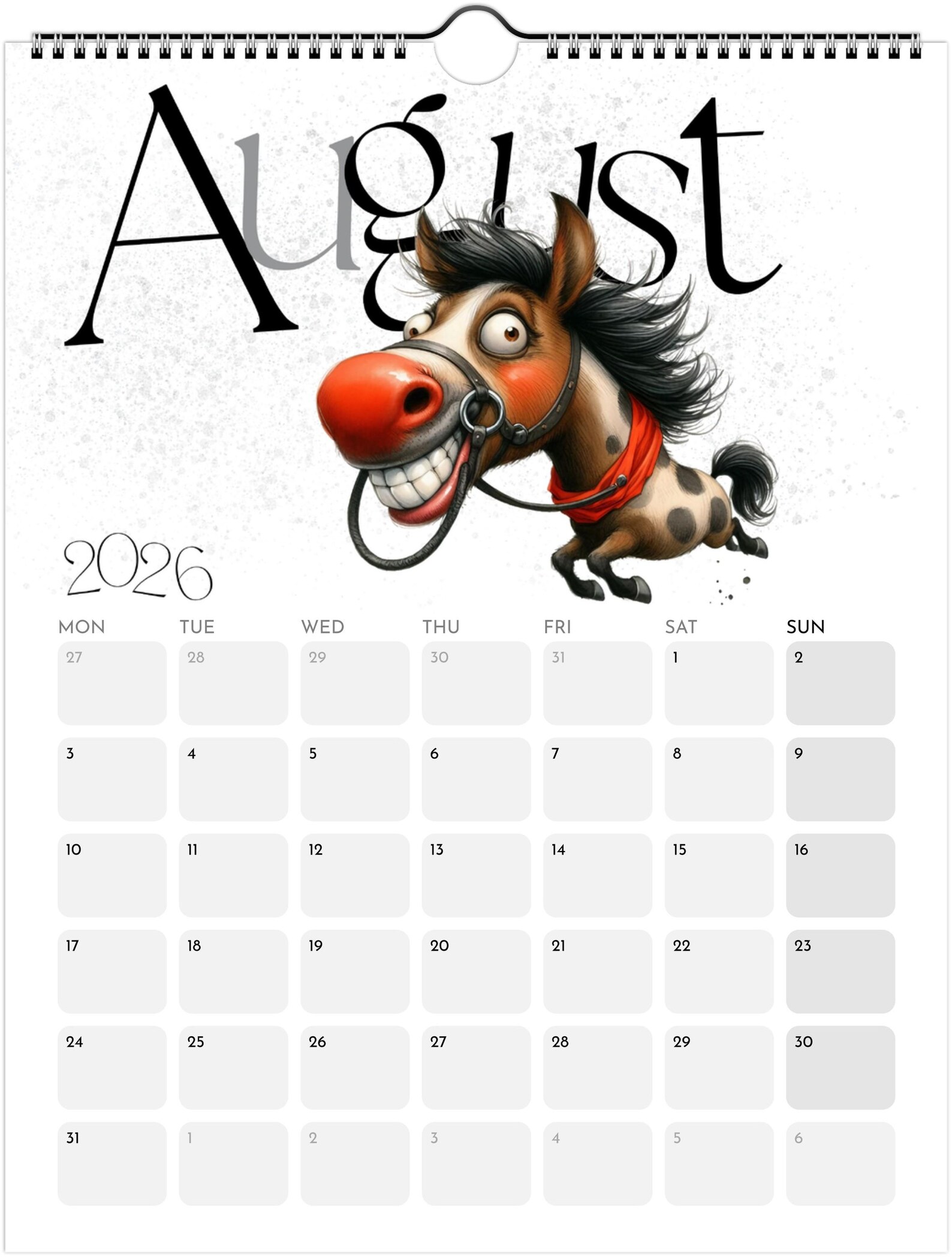 Year of the Horse 2026 Wall Calendar: Funny Quirky Illustrations (A4/A3 ...