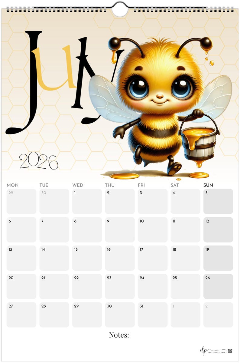 Honey Bees 2026 Wall Calendar - Illustrated A4/A3 Planner - Etsy Australia