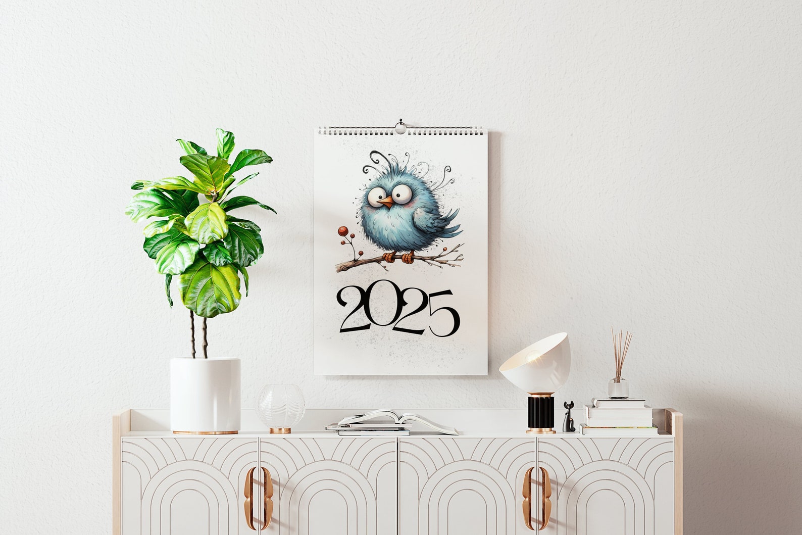 2025 Calendar - Quirky Bird Wall Calendar - Sunday or Monday Start ...