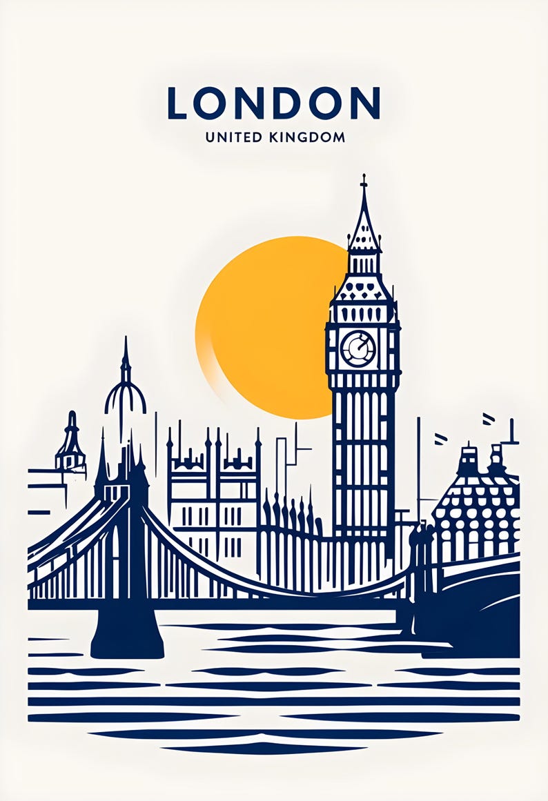 London Line Art Print Digital Download - Etsy