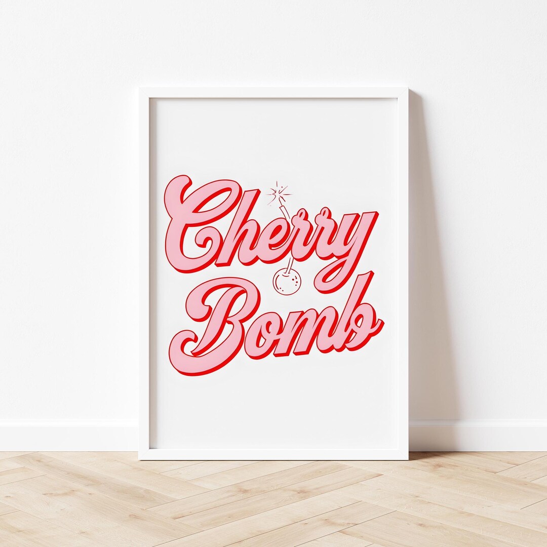 Cherry Bomb Pink & Red Typography Wall Art – Digital Download - Etsy