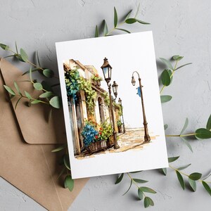 Watercolor Walking Path Lamp Post Clipart Forest Path With Flowers ...