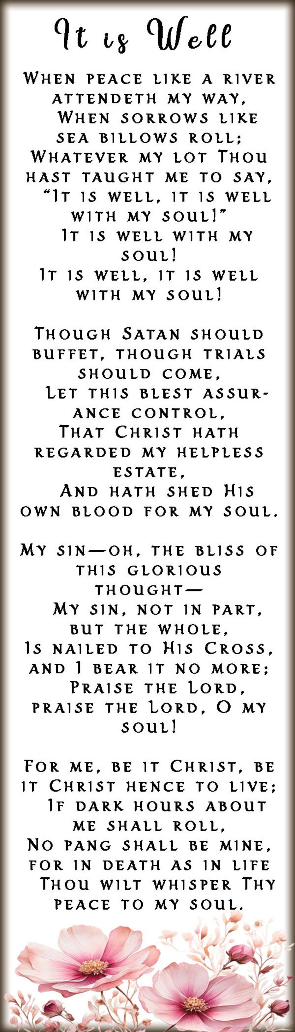 Floral Christian Hymn Bookmarks: Digital Printable Set With Bible ...