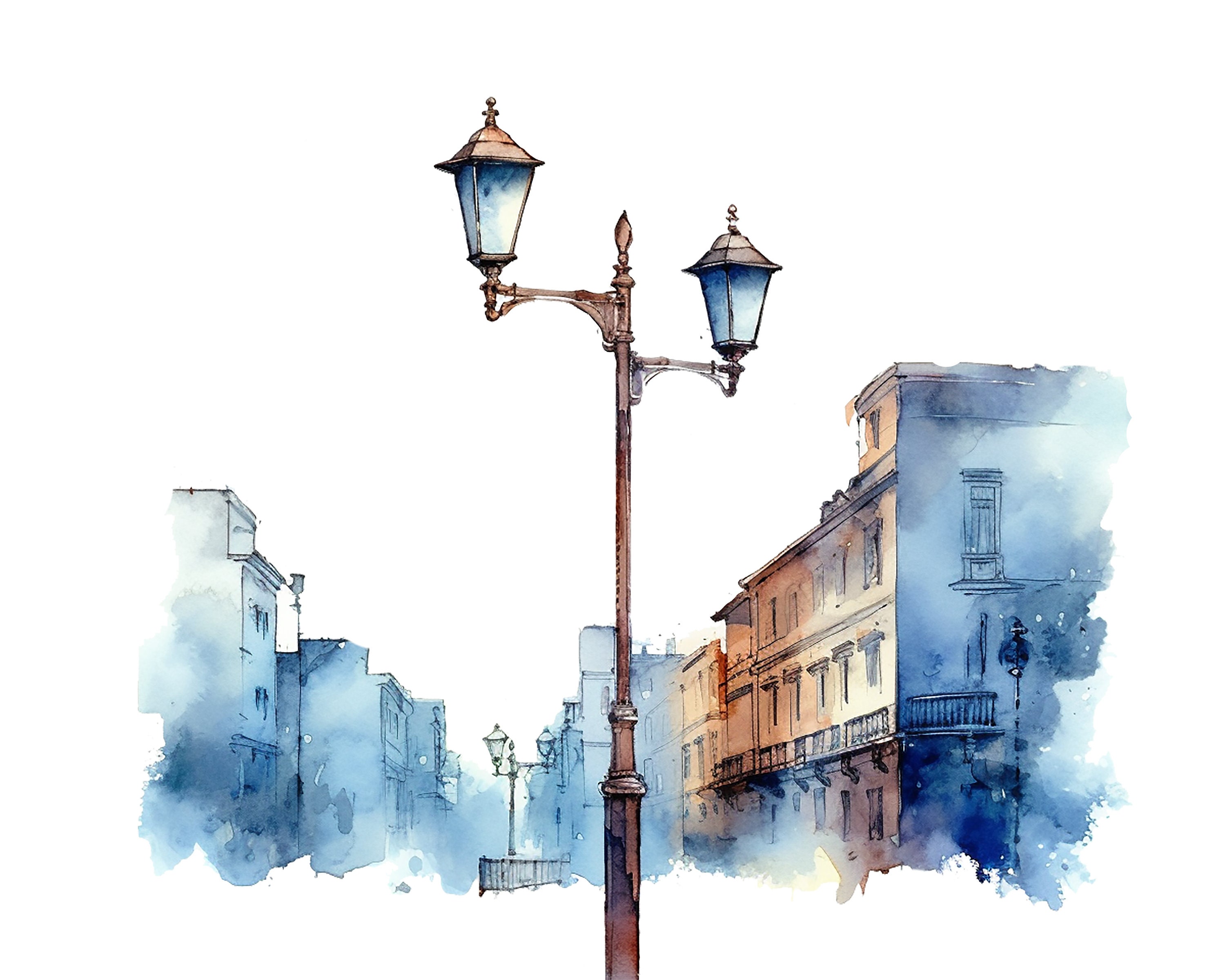 Watercolor Vintage Lamp Post Clipart Victorian Street Lamp Post PNG ...
