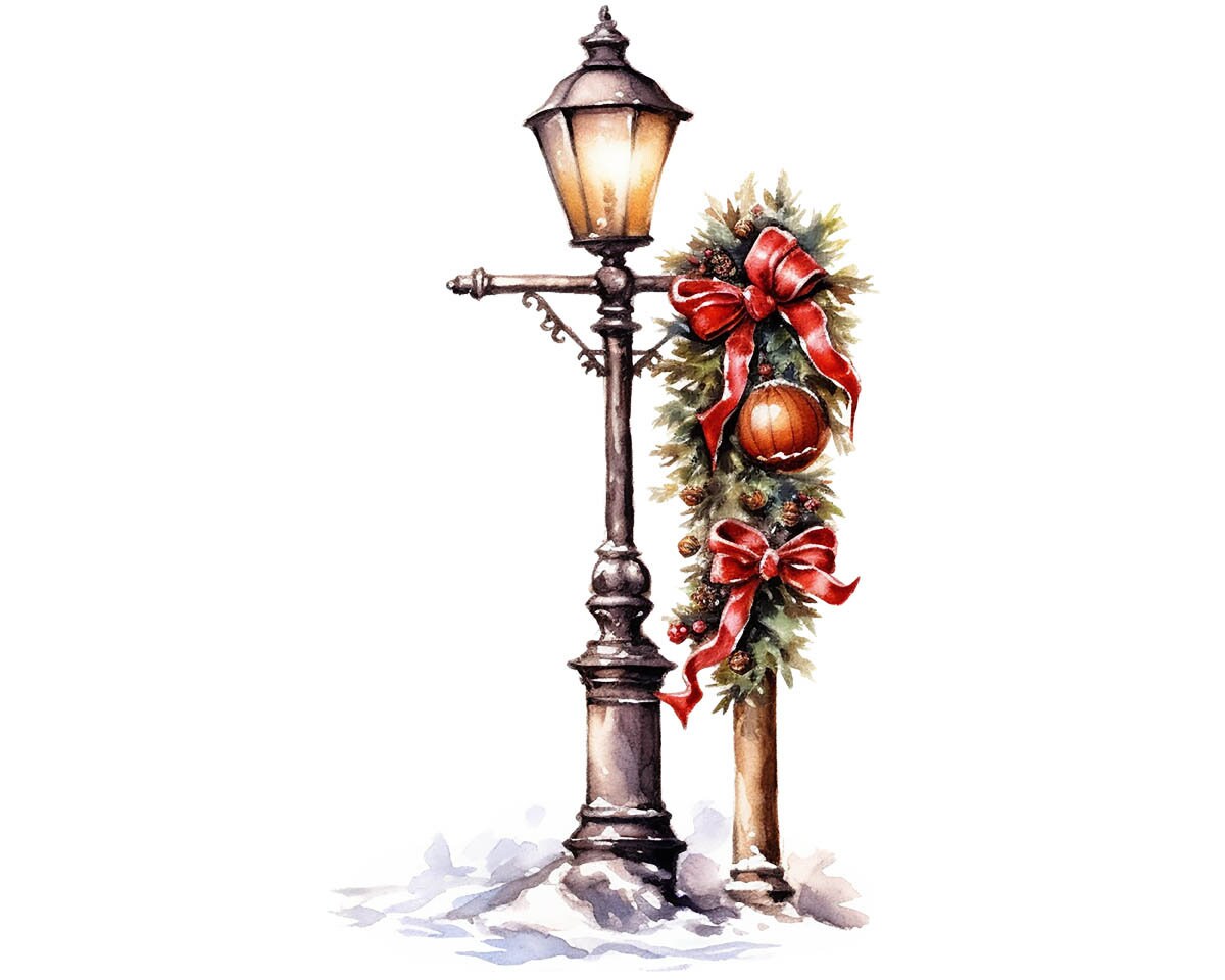 Christmas Lamp Post Clipart Vintage Lamp Post Clipart, Christmas Street ...