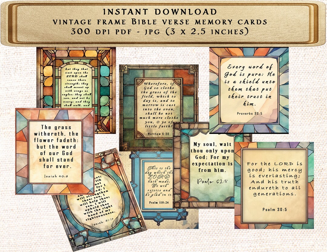 Watercolor Bible Verse Memory Flashcards for Study, King James Version ...