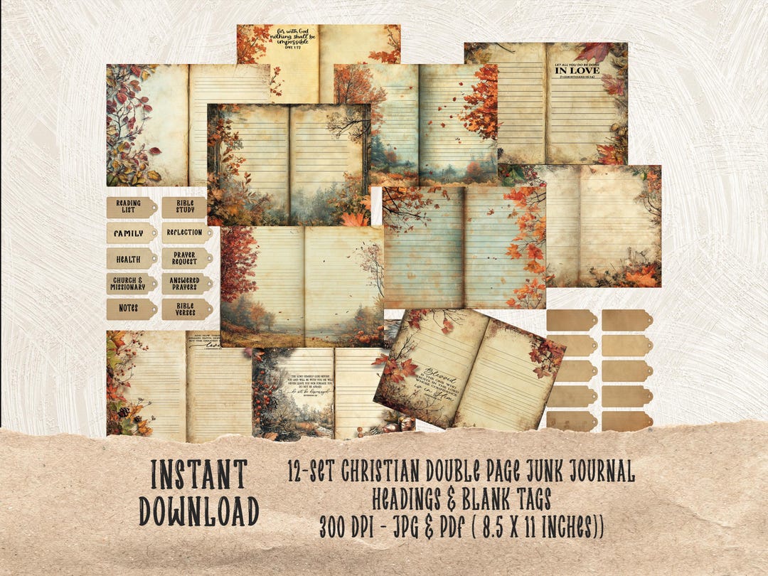 Autumn Spiritual Junk Journal Kit: Christian Ephemera, Inspirational ...