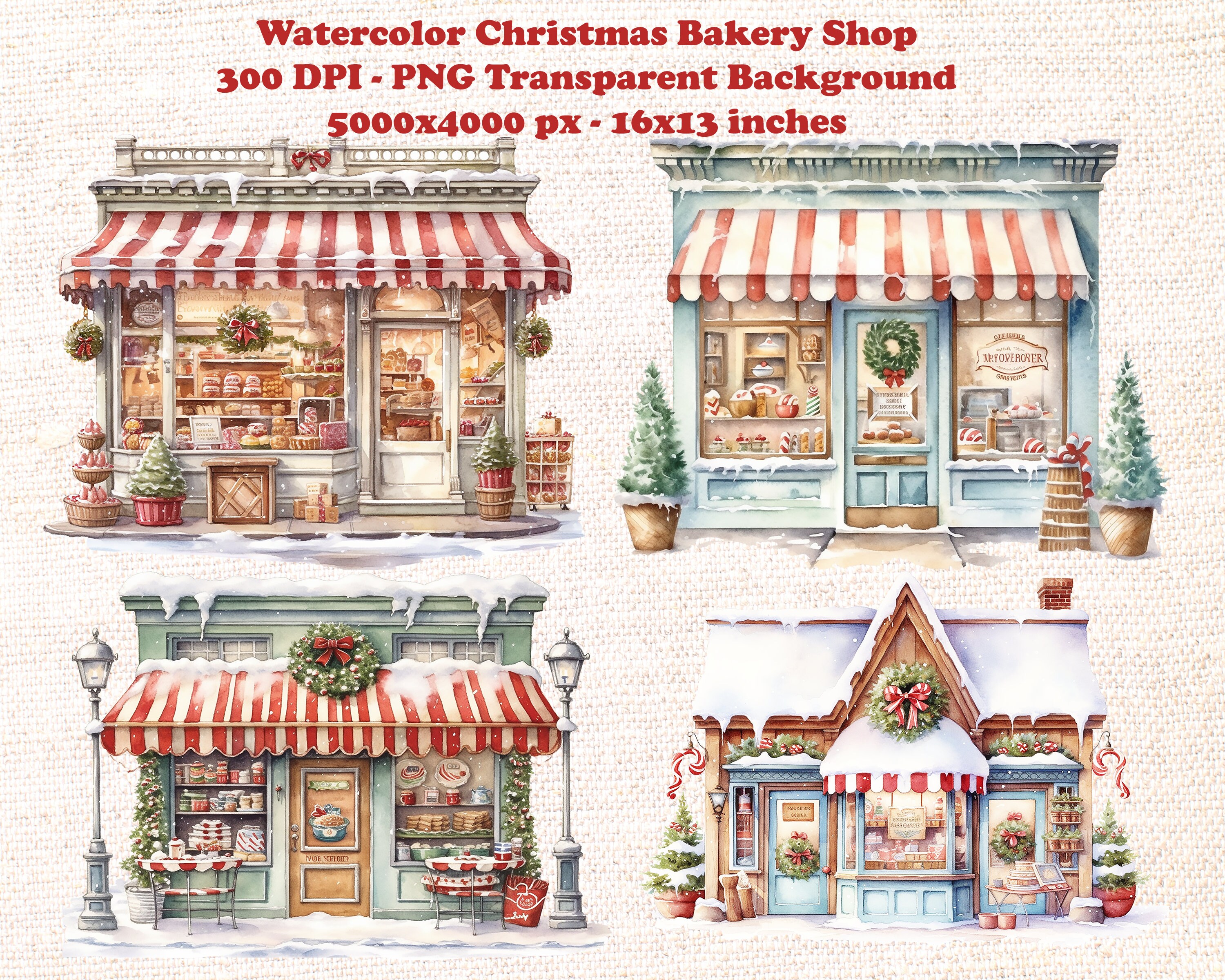 Christmas Bakery Clipart Bakery Clipart PNG Watercolor Christmas Bakery ...