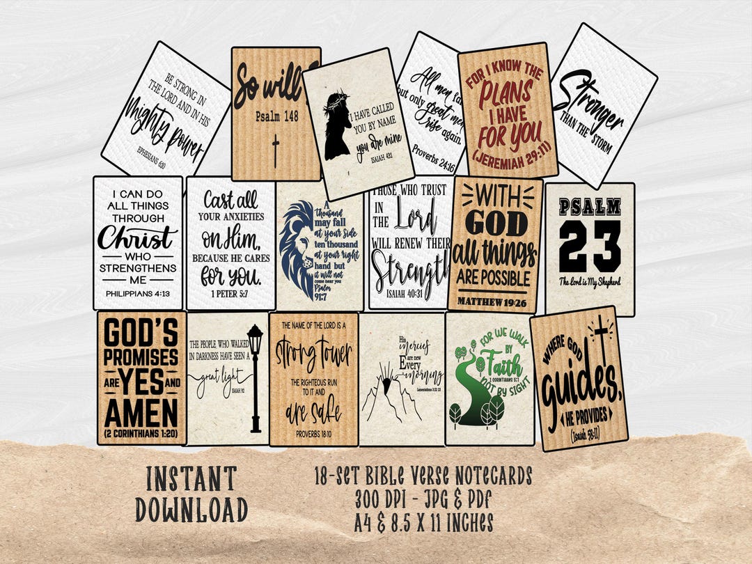 Printable Christian Bible Verse Cards for Prayer, Memory, and Scripture ...