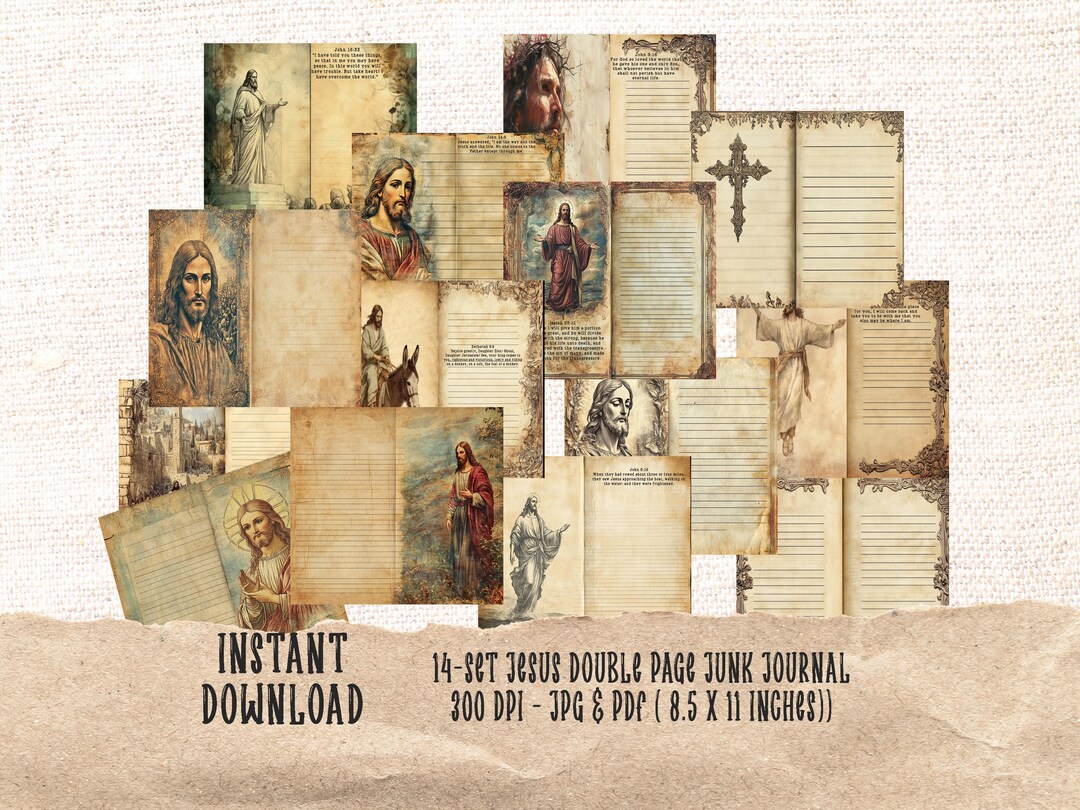 Christian Jesus Junk Journal Kit: Printable Religious Ephemera & Bible ...