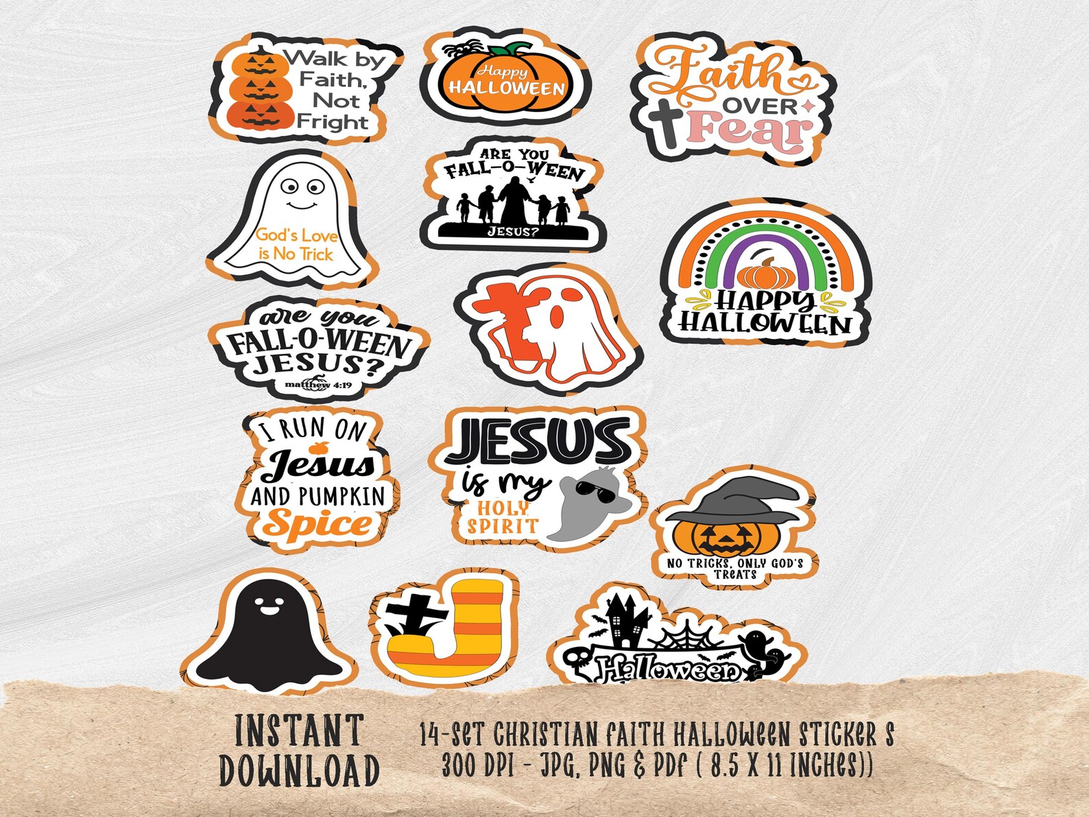 Christian Faith Halloween Sticker: Jesus Pumpkin PNG for Religious ...
