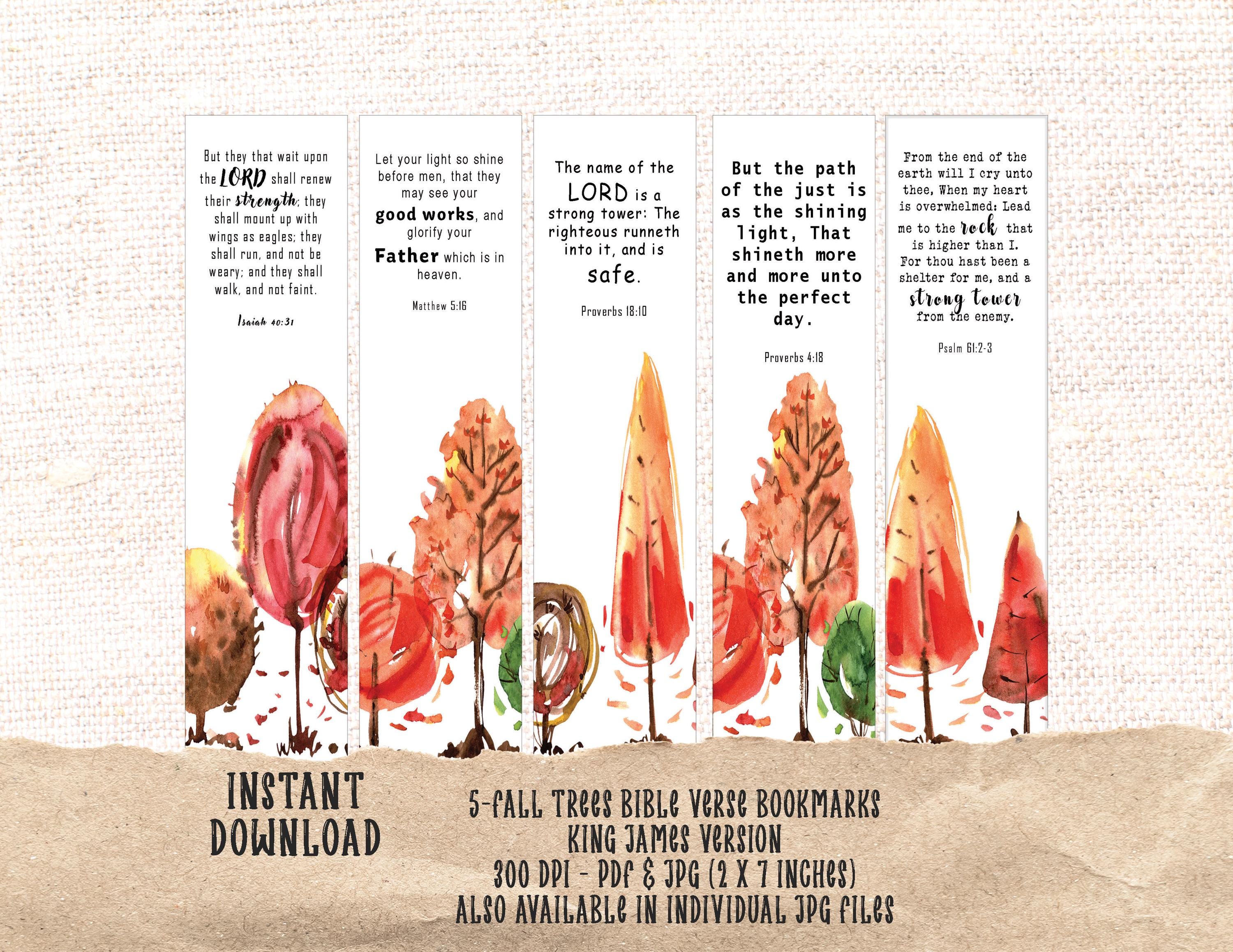 Christian Men Fall Printable Bible Verses Bookmarks Set Watercolor ...