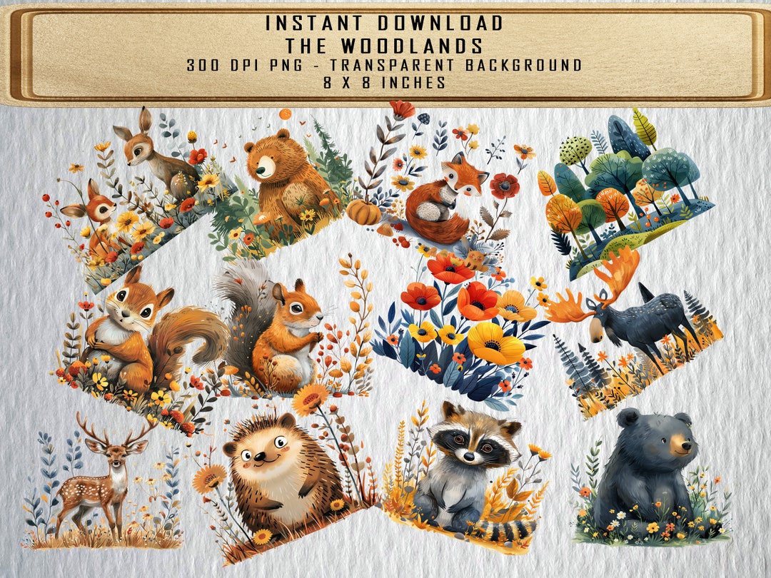 Charming Forest Animals Clipart Collection for Nursery Decor and Crafts ...