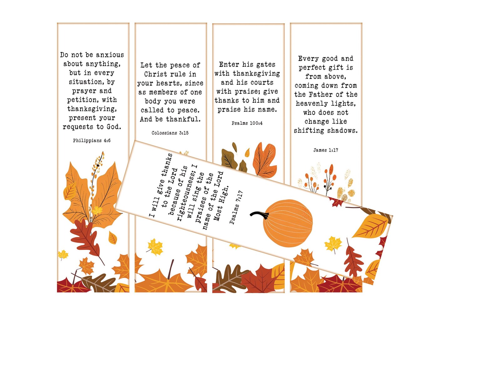 Thanksgiving Bible Verse Bookmarks, Fall Faith Bookmarks, Pumpkin ...