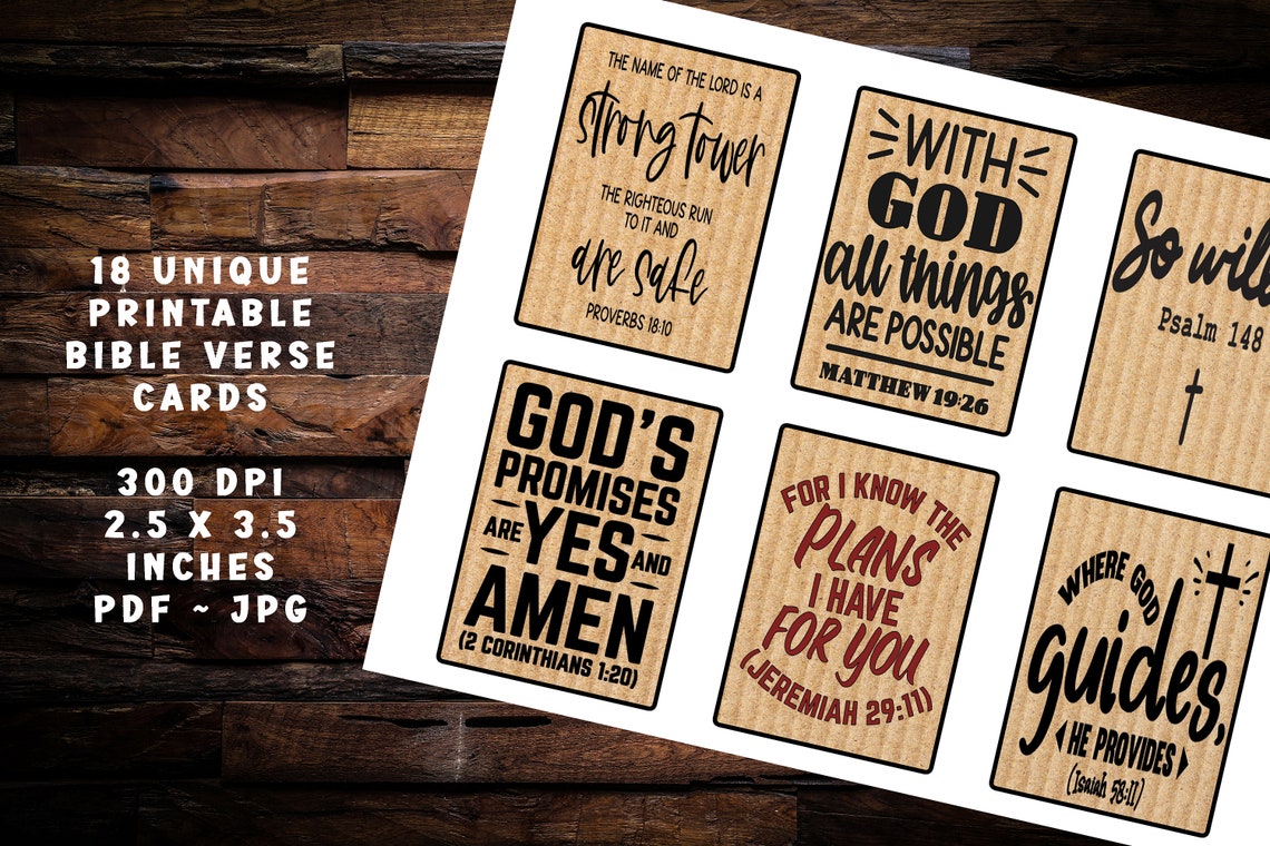 Printable Christian Bible Verse Cards for Prayer, Memory, and Scripture ...