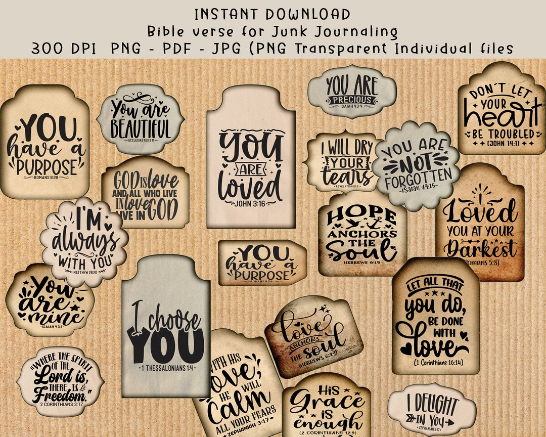 Vintage Christian Ephemera Kit: Printable Tags & Labels for Bible ...