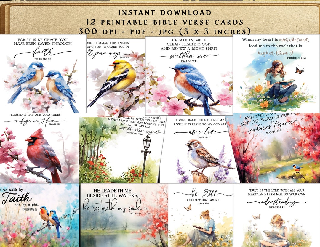 Inspirational Scripture Cards Kit - Printable Bible Verses and Daily ...
