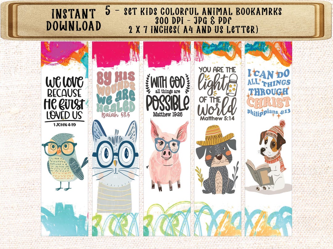 Printable Animal Bible Verse Bookmarks for Kids - Christian Children's ...