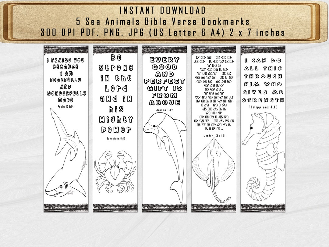 Printable Christian Coloring Bookmarks for Kids Bible Verses, Animal ...