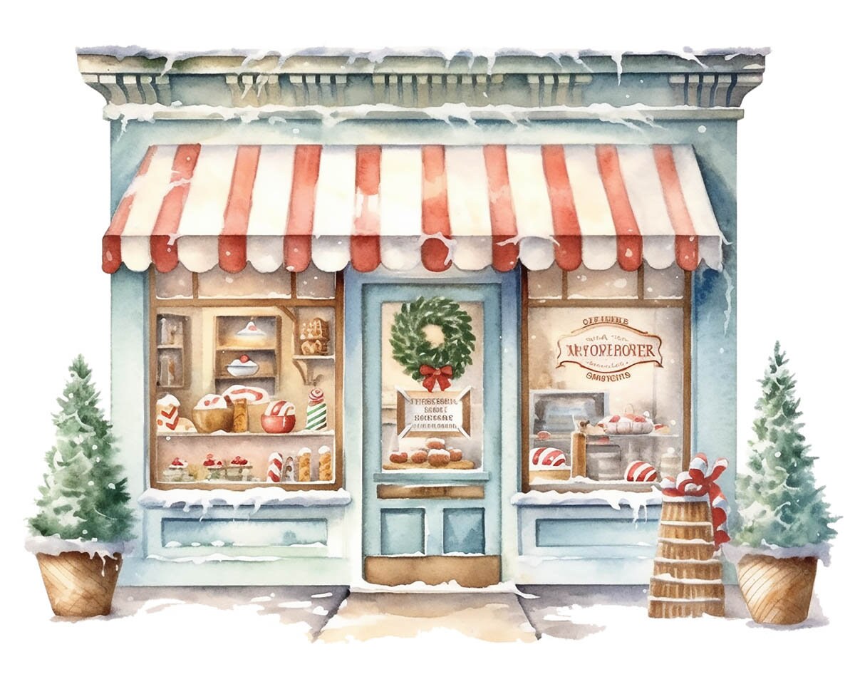 Christmas Bakery Clipart Bakery Clipart PNG Watercolor Christmas Bakery ...