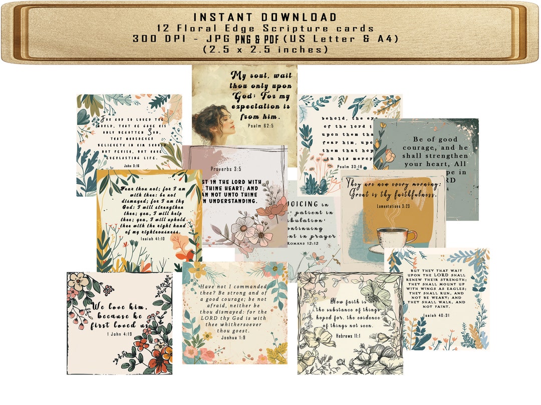 Vintage Floral Bible Verse Printables: KJV Affirmations for Women's ...